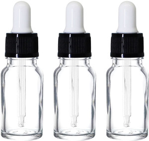 nsb herbals Clear Glass Bottle + Black Cap + White Teat for DIY Perfume, Oil Multipurpose 10 ml ...