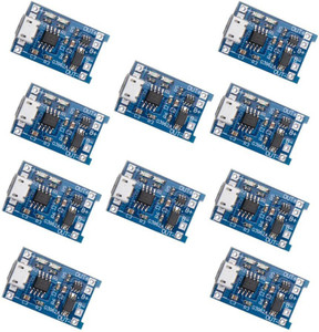Electrobot 5V Micro USB 1A 18650 TP4056 Lithium Battery Charging Board Module (Pack of 10 ...