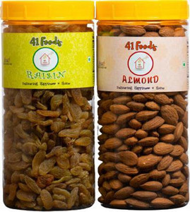 41 foods Dry fruits combo pack of Raisins Almonds | badam kismis kishmish 1 KG Almonds, Raisins ...