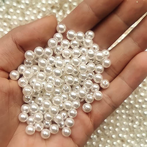 Stylewell (Pack of 100 Gram) 6mm White Moti Ball Pearl Bead DIY Craft Decoration Material ...