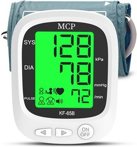 MCP KF-65B Digital Blood Pressure Monitor USB Charging Tri-color Backlight Automatic Heart Beat ...