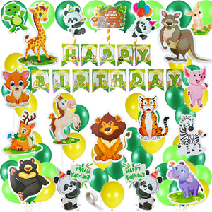 Prihit Jungle Theme Birthday Decorations Set Props Cutouts Lion King ...