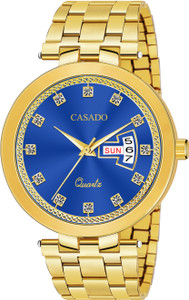 Casado Gold Plated | Diamond Studded | 3D Cut Glass | Day and Date | 1 Year Warranty Gold Plated ...