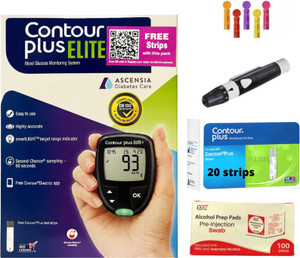 CONTOUR PLUS Elite| Highly accurate |Bluetooth connected |20 free strip |100 Swab box free ...