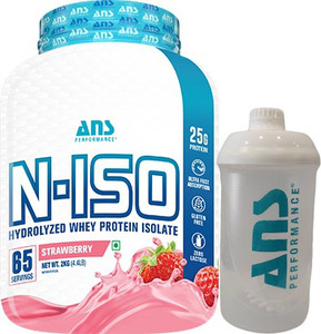 ANS PERFORMANCE ANS N-ISO Whey Protein Isolate Strawberry 2kg With Shaker & Samples Whey Protein ...