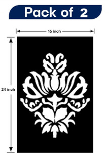 JAZZIKA Wall Stencils Pack of 2 (Size:- 16 X 24 Inch) PATTERN THEME- Damask Art DIY Reusable ...