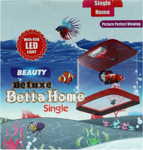 HAPPY FINS Beauty Deluxe Betta Home Single With Led Light Cube Aquarium Tank Price in India ...