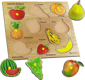 SAFESEED Wooden Fruits Puzzle Board Early Educational Toy for Toddlers ...