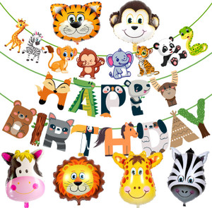 ZYOZI Jungle Safari Happy Birthday Decoration,Animal Birthday ...