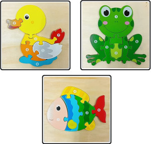 NONU 3D Wooden Ocean Animals Jigsaw Puzzle Pre Education Number Learning Toy - 3D Wooden Ocean ...