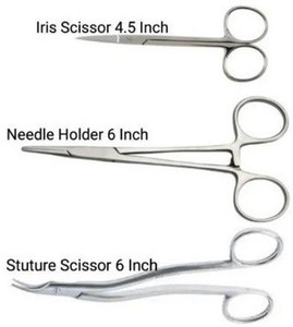 Forgesy Artery Forceps 6 Inch + Suture Scissor 6 Inch + Iris scissor 4.5 Inch Suturing Forceps ...