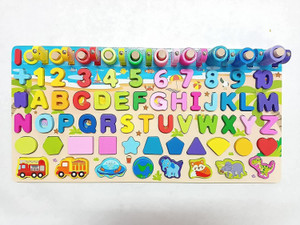 NONU 6 in 1 Wooden Alphabet, Numbers, Shapes Sorting & Stacking, Fishing Puzzle Toy - 6 in 1 ...