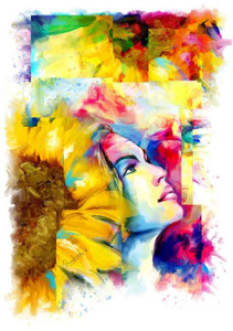 Girl With Flower Painting Artwork Artist Pradeesh K Photographic