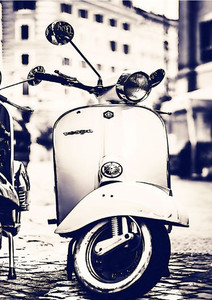Retro Scooter Monochrome A4 Non Tearable High Quality Printed Poster ...