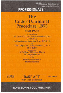 Professional's Bare Act Of The Code Of Criminal Procedure, 1973 Alogn With Short Comments: Buy ...