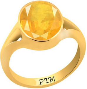 PTM Certified Natural Yellow Sapphire (Pukhraj) Gemstone 5.25 Ratti or 4.78 Carat for Male and ...