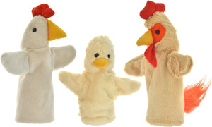 Cuddly Toys Domestic Birds- Hen, Rooster & Chick Family Hand Puppet ...