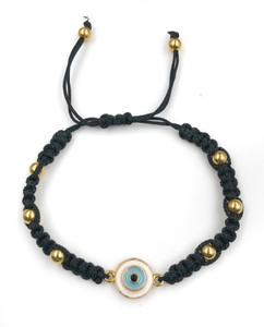 Shrivas Black Thread , Evil eye charm and Golden ball Adjustable Anklet For women Alloy Anklet ...