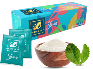 Magic Leaf Stevia Natural Powder Sachets - 100 units | Zero Calories |100% Natural| Sweetener ...