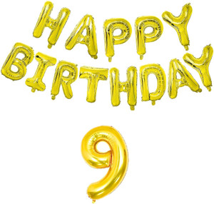 Flipkart.com | Party Junction Solid Banner With Number 9 Balloon ...