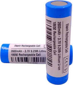 Ekavir 18650 battery rechargeable lithium cell li-ion 3.7V 2600mah high capacity Battery ...