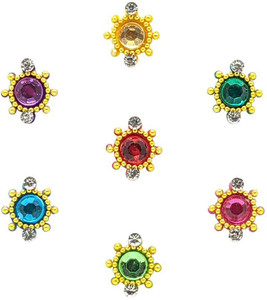 Comet Busters Designer Multicolor Round Bindi With Stones (BV1569) Forehead Multicolor Bindis ...