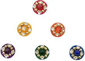 Comet Busters Round Multicolor Velvet Bindis With Stone Work (BV1358) Forehead Multicolor Bindis ...