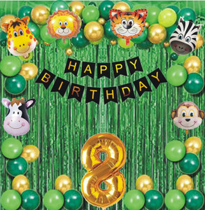 groovy dudz Jungle Theme Eight Happy Birthday Party Decoration Combo of ...