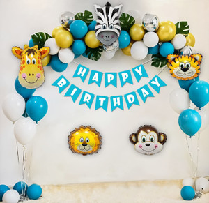 Flipkart.com | DEQUERA Solid Blue Gold jungle theme birthday ...