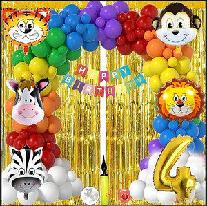 groovy dudz 4th Jungle Birthday Decoration Items For Boys -82 Pcs Price ...