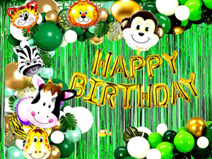 SV Traders Jungle Theme/Jungle Safari Theme Birthday Decoration Set ...