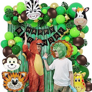groovywings Jungle Theme Birthday Decoration Set- 60 Balloons Price in ...