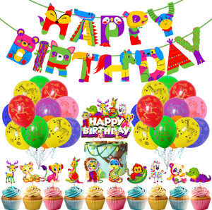 ZYOZI Jungle Safari Birthday Decoration Combo-Banner,Balloons,Cake ...
