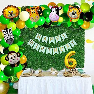 Nayugic Jungle Safari Theme Birthday Decoration Kit Set of 55 For Sixth ...