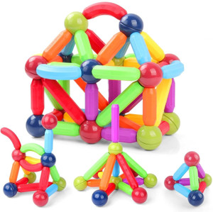 Learn With Fun Colorful DIY STEM Magnetic Building Blocks Sticks for ...