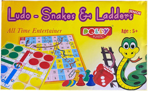 Dolly Ludo Snakes and Ladders (Sr) Board Game for Family Entertainment Party & Fun Board Game ...