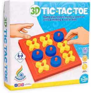 KIDSNEY 3D Tic Tac Toe Classic Mind Challenging Cross & Zero Family Board Game Party & Fun Board ...