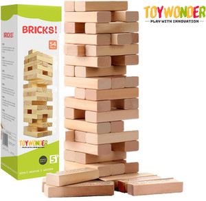 TOYWONDER Wooden Jenga 54 Block, Party Game, Tumbling Tower,Wooden Blocks Board Game Board Game ...