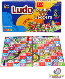 DANDLES Ludo 2 In 1 Snakes & Ladders Board Game for Kids & Family | 3+ Years Party & Fun Board ...