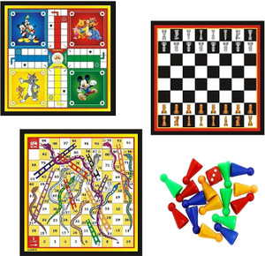 Spocco Wooden Ludo Game Snakes Ladders & Chess Board (16x16 Inch)WC13 Party & Fun Board Game ...