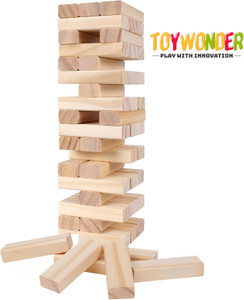 TOYWONDER Wooden Jenga 54 Block,Game, Tumbling Tower,Wooden BlocksBoard ...