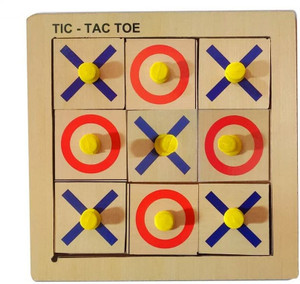 Muren Wooden Tic Tac Toe Board Play Knob Puzzle Game for Kids Strategy & War Board Game - Wooden ...