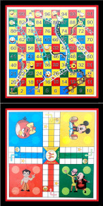 Tredd Enterprises Wooden Ludo and Snakes Ladders 2 in 1 Combo Set With Dice Coins 12X12 Inch ...