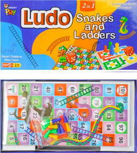 DANDLES Ludo 2 In 1 Snakes & Ladders Board Game for Kids & Family | 3+ Years Party & Fun Board ...