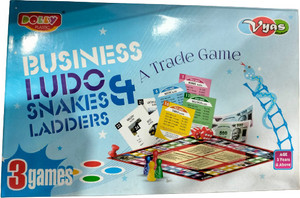 SKMANUF Family Game 3 in 1 Business Board Game with Ludo and Snakes and Ladder Money & Assets ...
