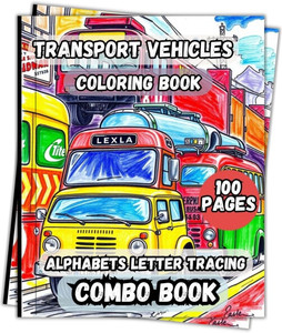 Transport Vehicles Coloring Book with Letters Standard Cursive Tracing ...