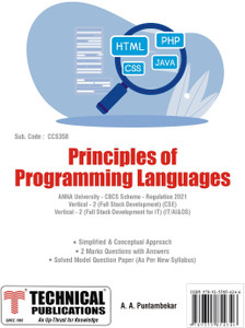 Principles Of Programming Languages For BE Anna University R21 CBCS