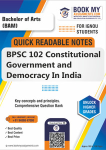 IGNOU BPSC 102 Constitutional Government and Democracy In India Study ...