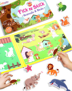 Pick N' Stick Animals & Birds Montessori Activity Book with Reusable ...