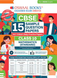 Oswaal Cbse 15 Sample Question Papers Class 10 Mathematics Standard for 2026 Board Exam: Buy ...
